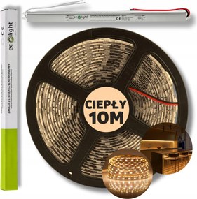 Set 10 m Pásek Led pásek Smd bílý teplý s napájecím zdrojem 12 V