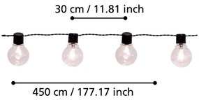 Eglo 900213 - LED Venkovní dekorační řetěz PARTAJ 16xLED/0,064W/24V IP44 černá