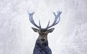 Vícedílný obraz Jelen V Zimním 3D Lese Nedostatek Nedostatek Plátno Canvas 240x150
