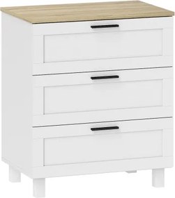 HOMCOM komoda se 3 zásuvkami, 60×38×71 cm – bílá/dřevěný vzhled