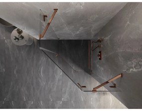 Mexen Lunar, pravý výklopný pětiúhelníkový sprchový kout 100 x 100 cm, 8mm čiré sklo, profil růžové zlato, 831-100P-100L-60-00-P