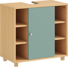 HOMCOM skříňka pod umyvadlo, koupelnový nábytek se 6 otevřenými policemi a dvířky s tlumeným dovíráním 60 x 33 x 57 cm, zelená