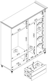 Šatní skříň 4D s osvětlením Luxor - bílá