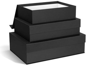 Tmavě šedé kartonové úložné boxy v sadě 3 ks s víkem/dekorativní 42,5x29,5x13 cm Kian Paper Laminate – Bigso