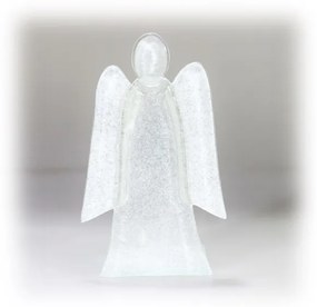 BDK-GLASS Skleněný svícen anděl 14cm - bílý