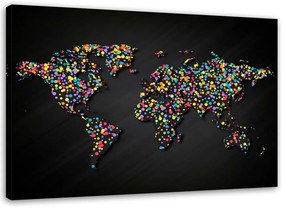 Gario Obraz na plátně Mapa světa s barevnými tečkami Rozměry: 60 x 40 cm