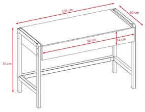 Dětský psací stůl Victor 100 cm bílý