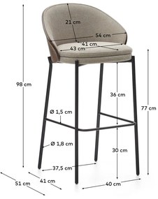 Hnědá/béžová barová židle (výška sedáku 77 cm) Eamy – Kave Home