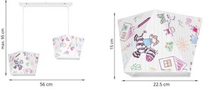 Dětské závěsné svítidlo Diamond, 2x bílé textilní stínítko se vzorem