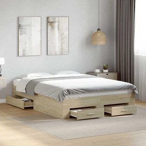 Rám postele se zásuvkami dub sonoma 135x190 cm kompozitní dřevo 3280407