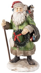 Vánoční dekorace socha Santa s nůší dárků - 12*10*20 cm