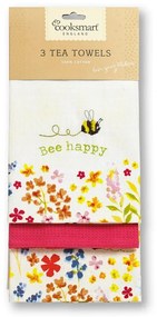 Bavlněné utěrky v sadě 3 ks 45x65 cm Bee Happy – Cooksmart ®