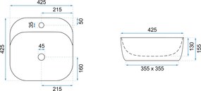 Rea Luiza umyvadlo, 43 x 43 cm, černá, REA-U9606