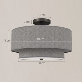 HOMCOM Stropní lampa, závěsná lampa s dvojitým stínidlem v lněném vzhledu, taupe