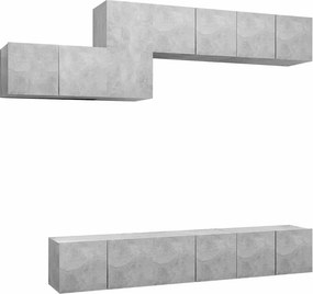 7dílný set TV skříněk betonově šedý kompozitní dřevo 3079149