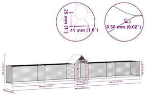 vidaXL Marketos Klec pro kuřata 9 x 1 x 1,5 m pozinkovaná ocel