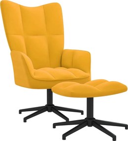 vidaXL Relaxační křeslo se stoličkou samet [328108] Barva: horčicově žlutá