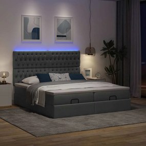 Osmanský rám postele s matrací tmavě šedý 200x200cm textil 3314570