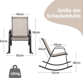 Costway Sada 2 houpacích křesel s prodyšným látkovým sedákem Ergonomická