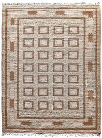 Diamond Carpets India, Ručně vázaný kusový koberec Guggenheim DESP P81 Brown Natural, 140x200, hnědá, chodba / předsíň