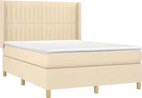 Box spring postel s matrací a LED krémová 140x190 cm textil 3139034