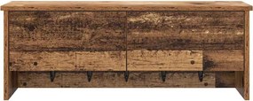 věšák, nástěnný, s dvířky, háčky, kompozitní dřevo, 30x80x20 cm, staré dřevo, Dekorino TK20260024