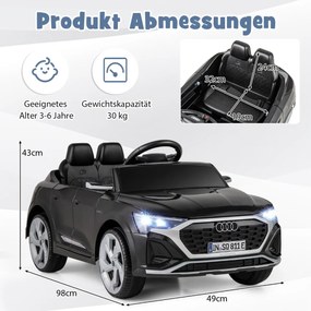 Costway Licencované elektrické vozidlo Audi SQ8 Dětské auto 12-V s – černý