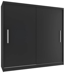 Šatní skříň 200cm Belini černý mat s posuvnými dveřmi  SI SZP1/2/B/B/0/AL