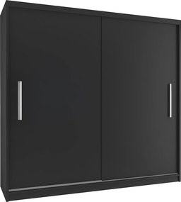 Šatní skříň 200cm Belini černý mat s posuvnými dveřmi  SI SZP1/2/B/B/0/AL