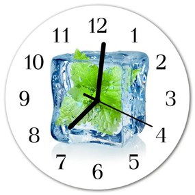 Nástenné skleněné hodiny Mátová zmrzlina