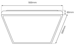 Stropní LED svítidlo Quadro, 1x LED 66w, 3000-6000k, b, s ovladačem