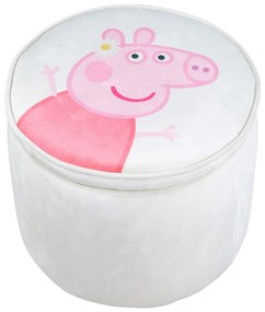 Bílý sametový dětský puf Peppa Pig – Roba