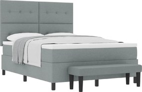 Postel s boxspringem s čelo Světle šedá 140 x 190 cm textil 3344065