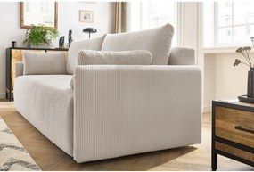 Béžová manšestrová rozkládací/s úložným prostorem pohovka 211 cm Marcel - II. jakost – Bobochic Paris