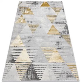 Koberec LIRA E1627 Trojúhelníky geometrický, strukturální, moderní, glamour - šedá / zlatá (Velikost: 240x330 cm)