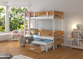 ADRK Furniture Patrová postel třílůžková s matracemi ETAPO 180x80 CH-Eta-W+ART-188+M-E2153