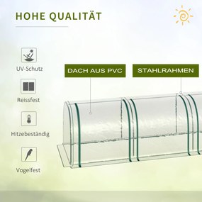 Outsunny Fóliový skleník Skleník s dveřmi Studený rám Rostlinná školka Rostlinný dům Fólie Ocel PVC Transparent 395 x 100 x 80 cm | Aosom