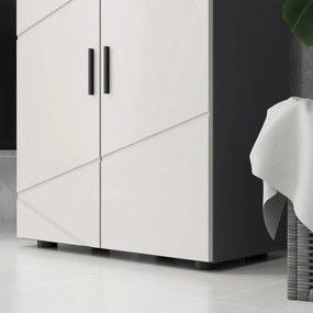 Kleankin Úsporný koupelnový cabinet se 2 dveřmi z dřeva, koupelnový cabinet se 3 policemi a tichým zavíráním, 60x30x82cm, Šedý