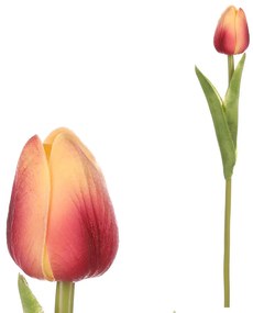 Tulipán, barva žluto-růžová. Květina umělá pěnová. KN5112 YEL-PINK, sada 24 ks