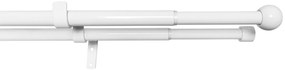 Dvojitá záclonová souprava roztaž.KOULE 16/19mm, 120-230cm, bílá,bez kroužk