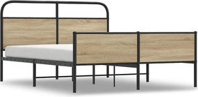 Kovový rám postele bez matrace kouřový dub 180 x 200 cm 3318674