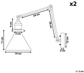 Sada 2 nástěnných lamp černé NARVA Beliani