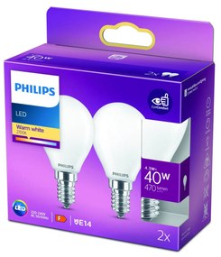 Philips LED žárovka kapka E14 4,3W 2 700K opál 2ks