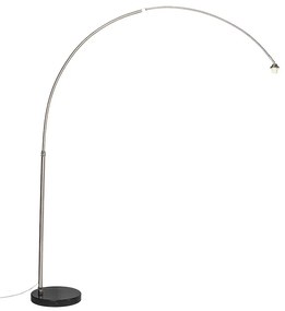 Moderní oblouková lampa z oceli s mramorovou základnou - XXL