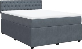 Box spring postel s matrací tmavě šedý 140 x 190 cm samet 3290041