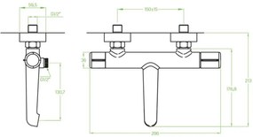 Laveo Pretto, nástěnná vanová baterie 150mm, černá matná, LAV-BAO_710D