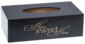 FK Dřevěná krabička na kapesníky Home Sweet Home - 26x14x8 cm, Černá