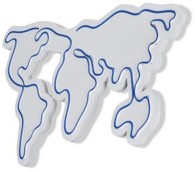 Nástěnná neonová dekorace World Map modrá