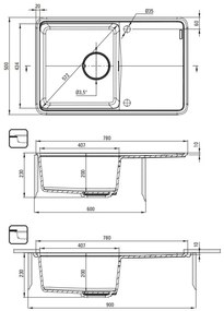 Deante Granite sink, 1-bowl with drainer
