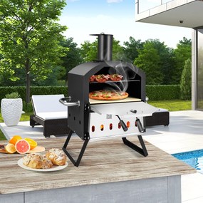 Costway 2-vrstvá pec na pizzu s grilovacím roštem a kamenem na pizzu a lopatou